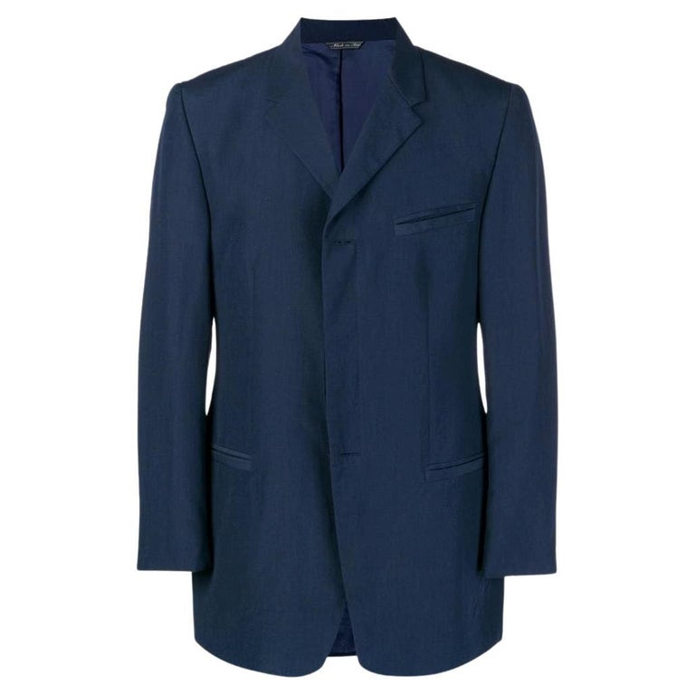 90s Gianni Versace Vintage dark blue cotton jacket For Sale at 1stDibs