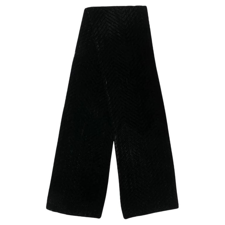 90s Giorgio Armani black silk blend scarf with geometric pattern at 1stDibs