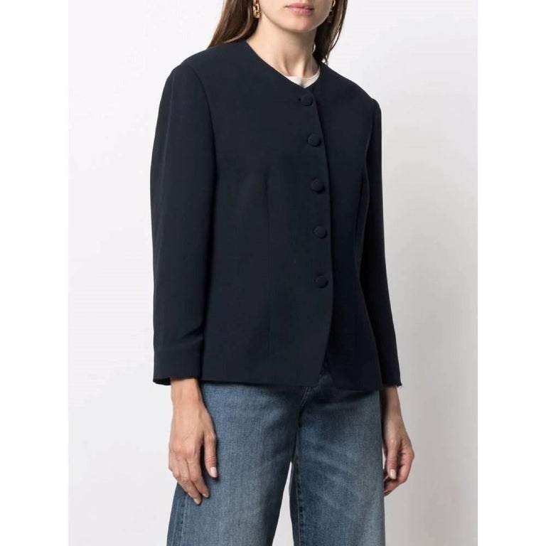 90s Giorgio Armani dark blue silk jacket For Sale at 1stDibs