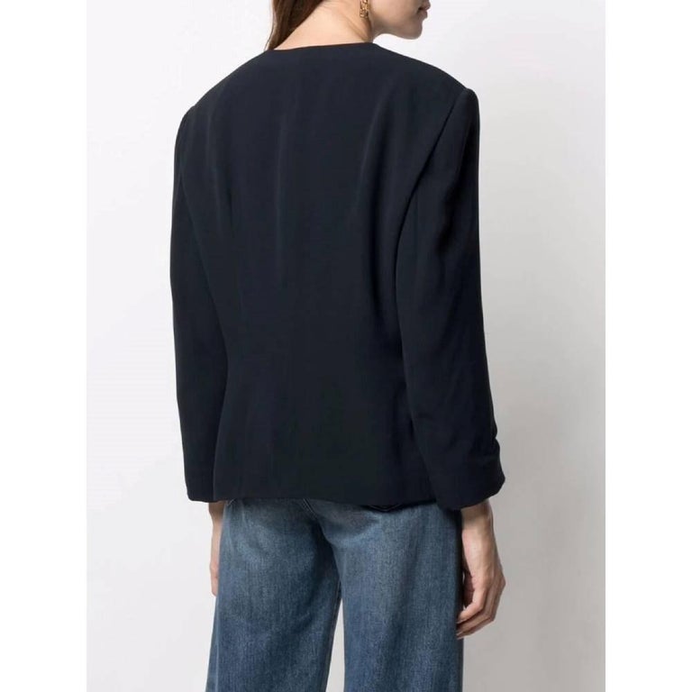 90s Giorgio Armani dark blue silk jacket For Sale at 1stDibs