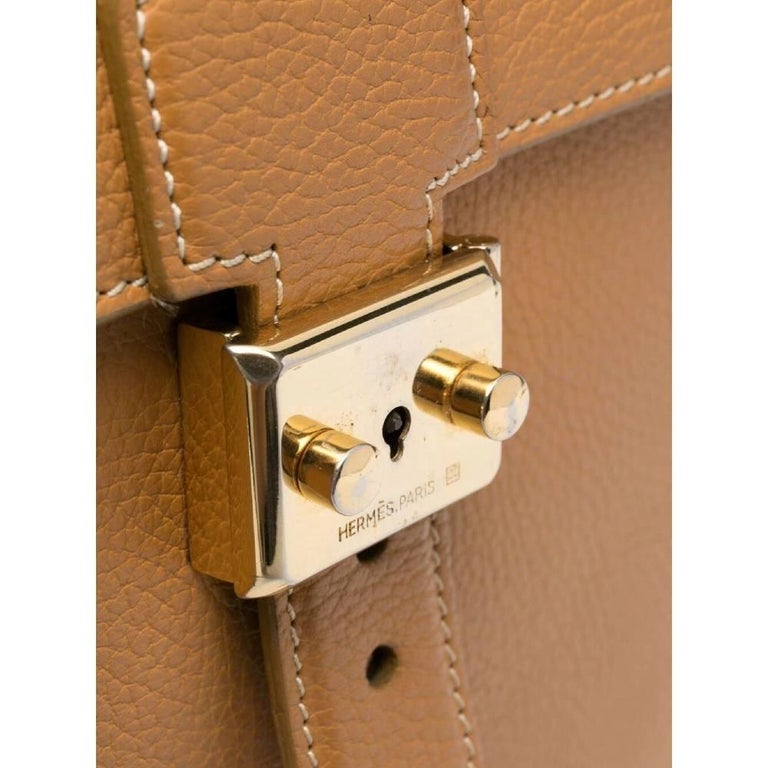 90s Hermès Vintage dark sand leather rectangular briefcase For Sale at ...