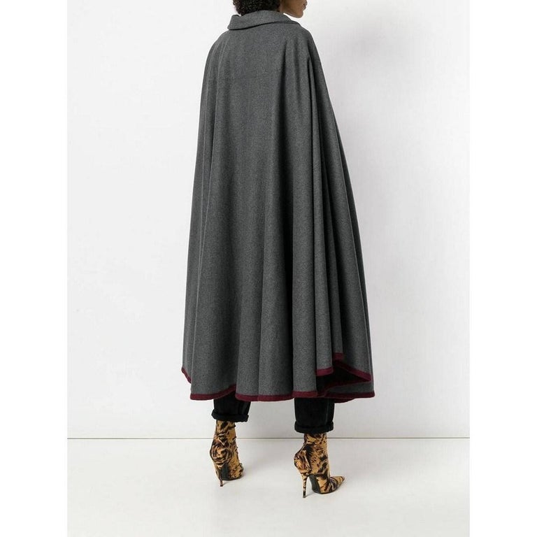 90s Hermès Vintage grey wool wide cape For Sale at 1stDibs