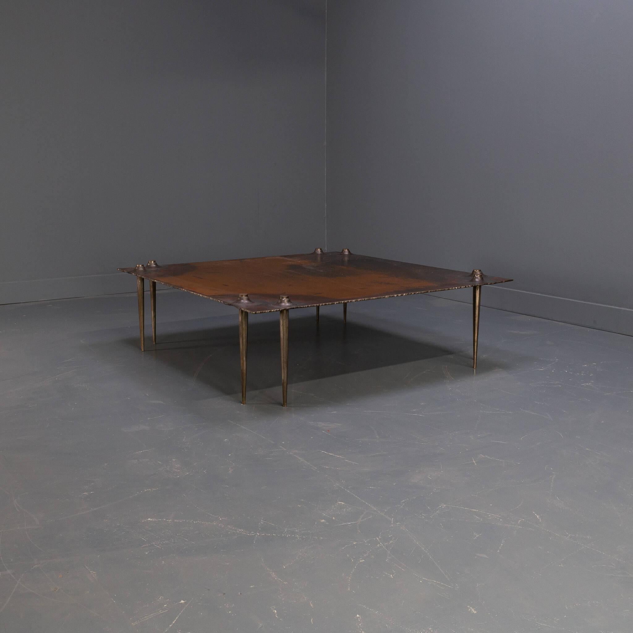 90s Idir Mecibah solid metal artwork coffee table by Smederij Moerman ...