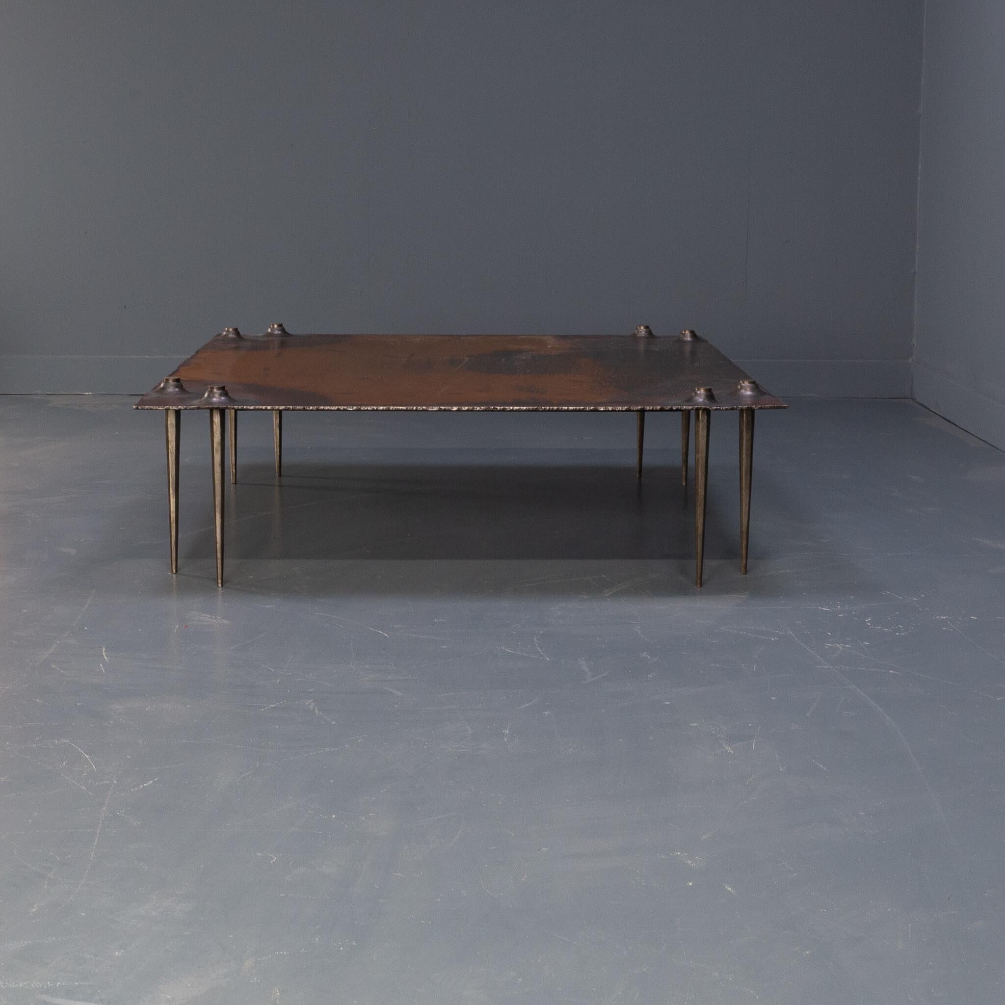 90s Idir Mecibah solid metal artwork coffee table by Smederij Moerman ...