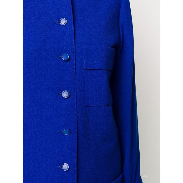 90s Jean-Louis Scherrer Vintage blue wool jacket For Sale at 1stDibs