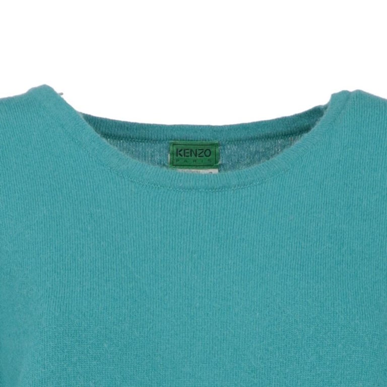 90s Kenzo Vintage turquoise cashmere sweater For Sale at 1stDibs