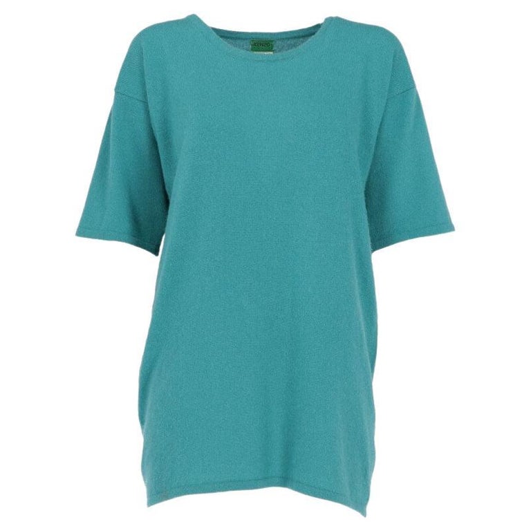 90s Kenzo Vintage turquoise cashmere sweater For Sale at 1stDibs