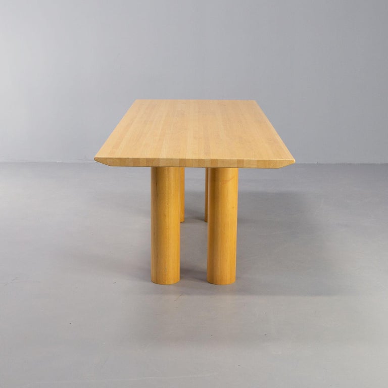 90s Massive Birch Wooden Italian Design Dining Table For Sale at 1stDibs