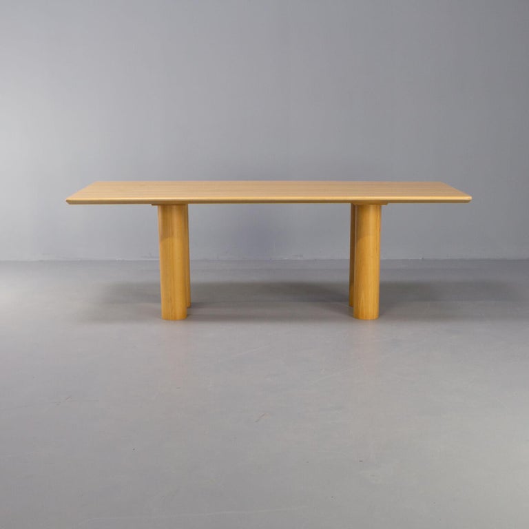 90s Massive Birch Wooden Italian Design Dining Table For Sale at 1stDibs