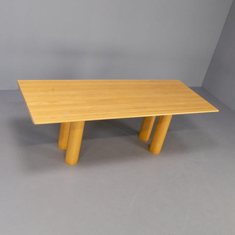 90s Massive Birch Wooden Italian Design Dining Table For Sale at 1stDibs