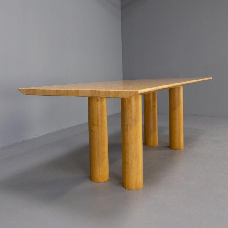 90s Massive Birch Wooden Italian Design Dining Table For Sale at 1stDibs