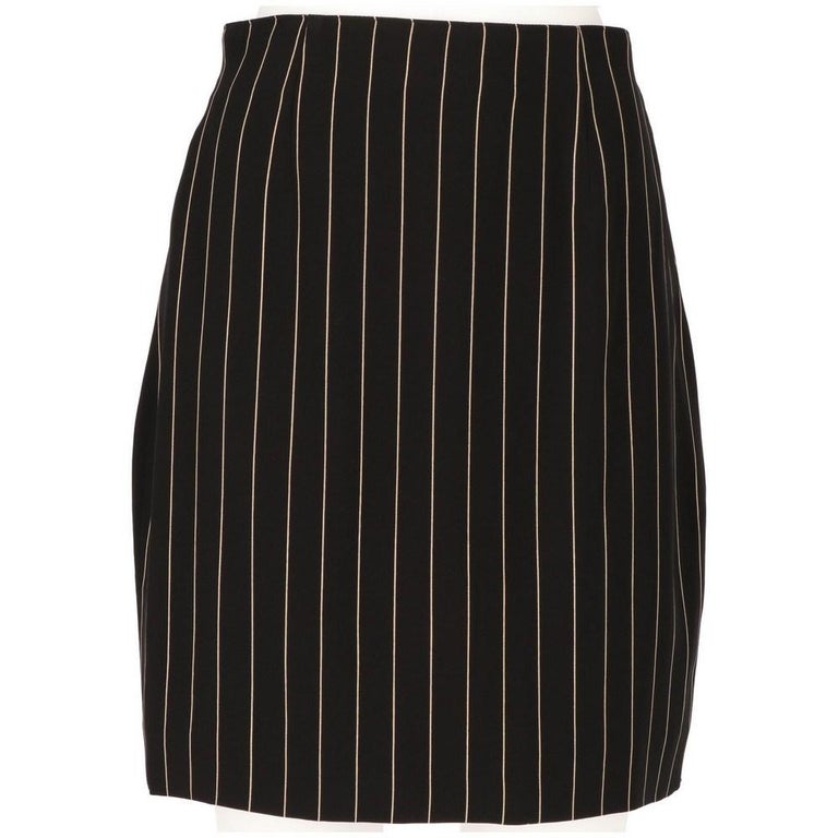 90s Max Mara black pinstriped acetate short skirt For Sale at 1stDibs