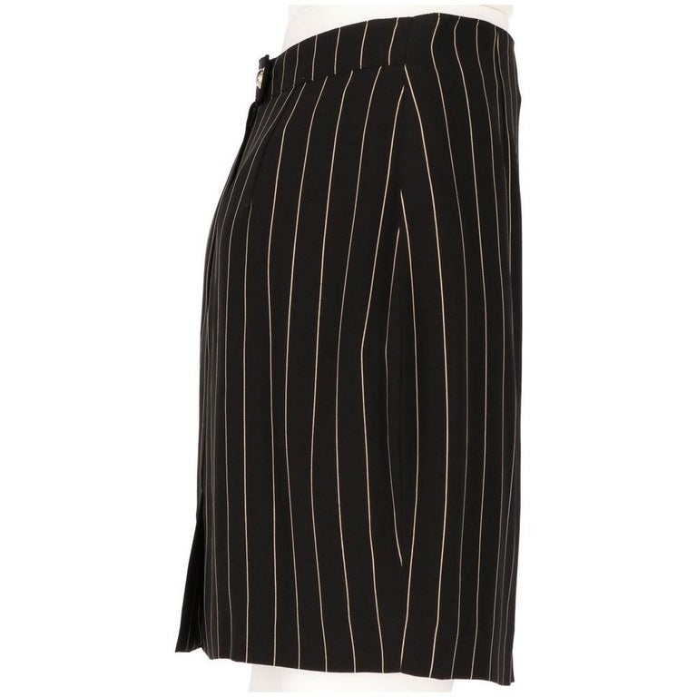 90s Max Mara black pinstriped acetate short skirt For Sale at 1stDibs