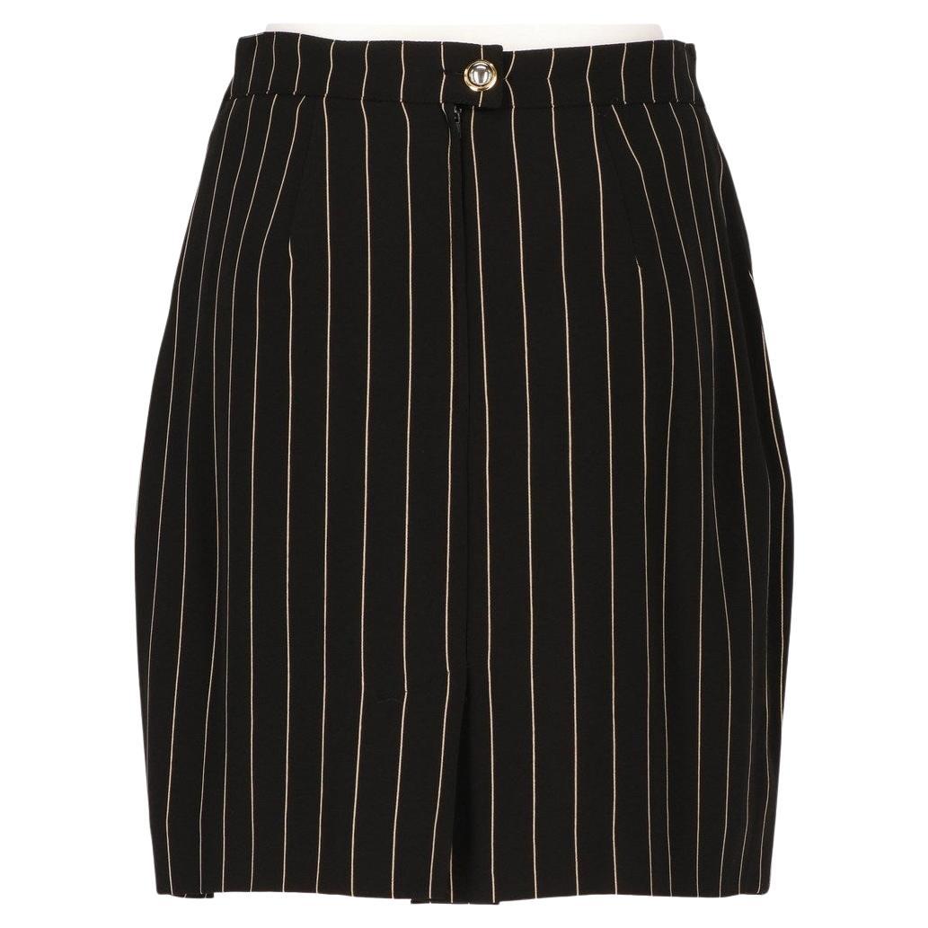 90s Max Mara black pinstriped acetate short skirt For Sale at 1stDibs