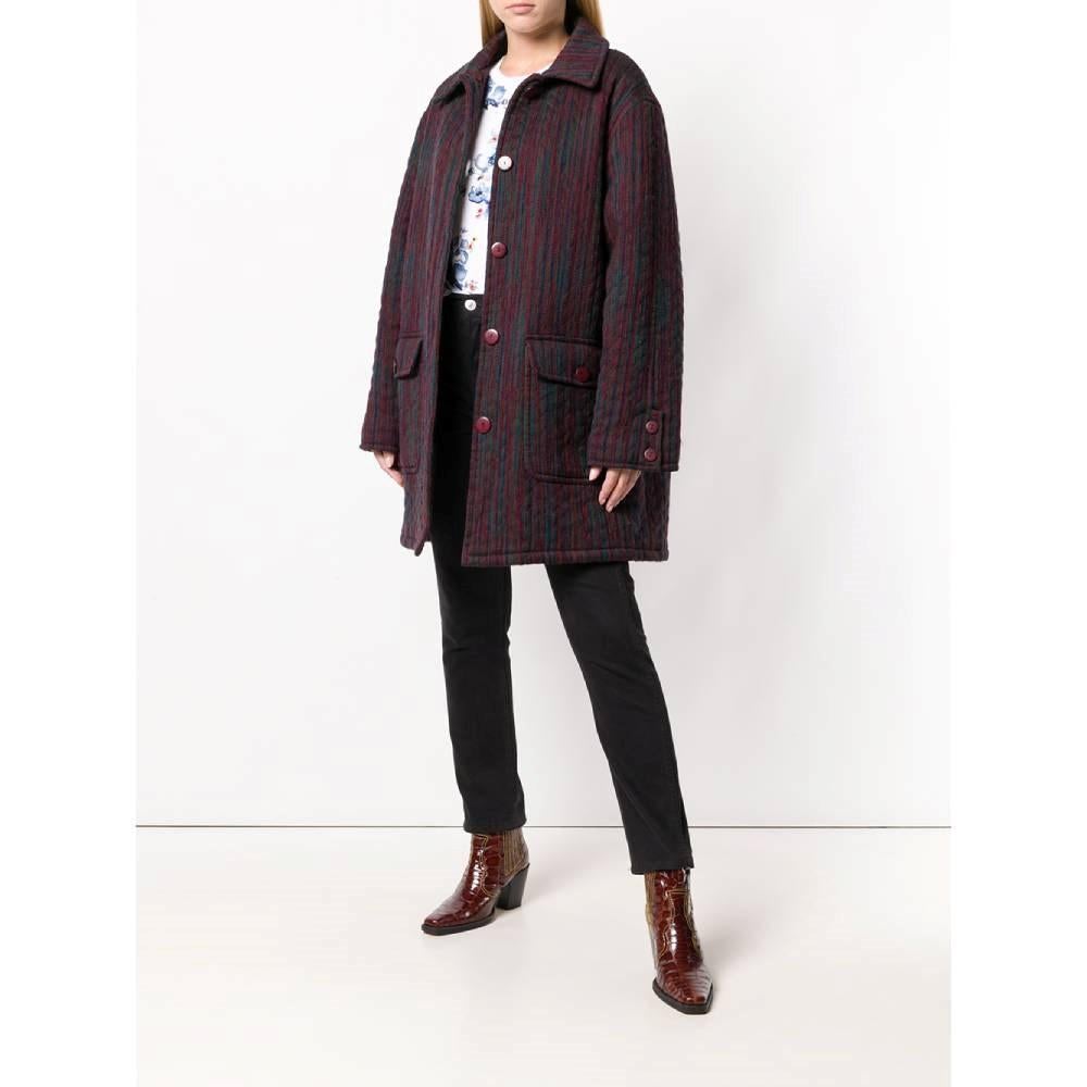 90s Missoni Vintage multicolor striped wool blend coat For Sale at 1stDibs