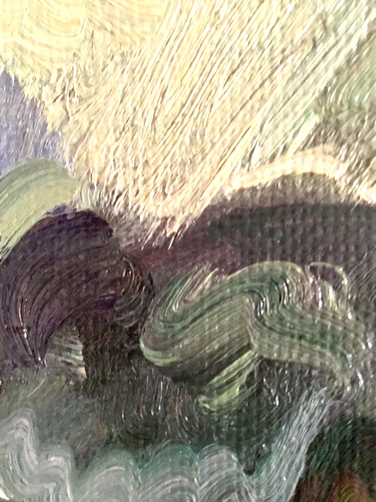 90'S Original Oil On Burlap Painting Landscape Painting By, D.H For ...