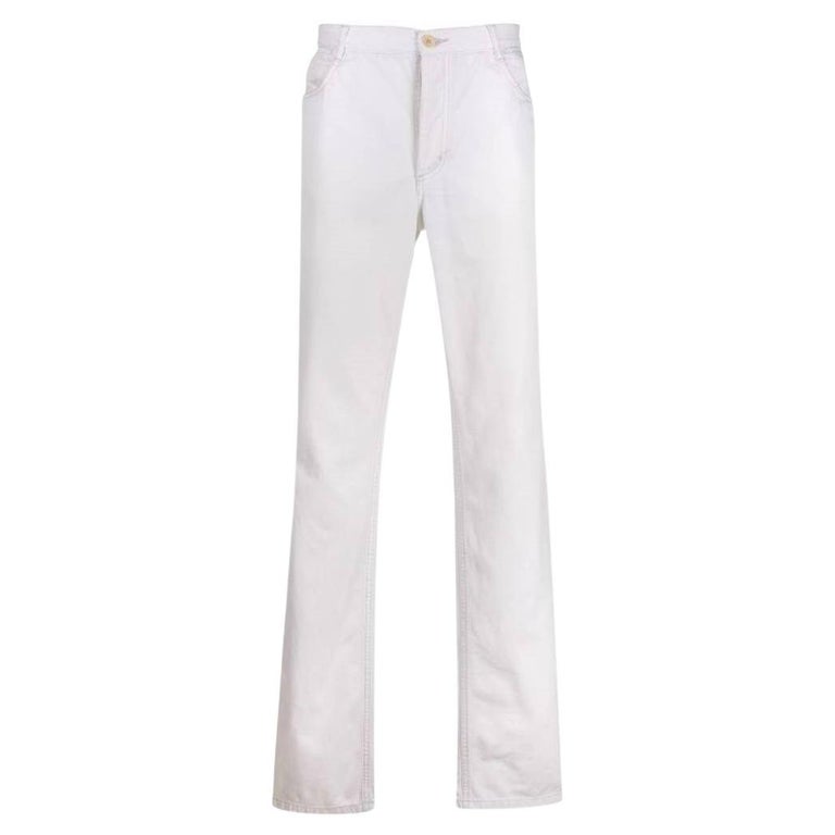 90s Prada Vintage white denim cotton six pockets trousers For Sale at ...