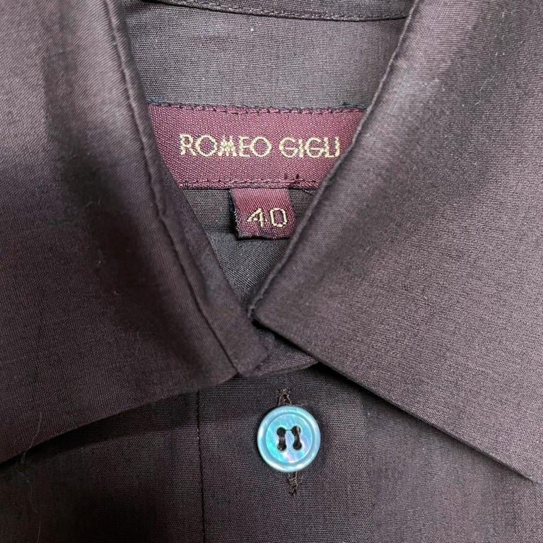 90s Romeo Gigli Vintage brown cotton classic shirt For Sale at 1stDibs