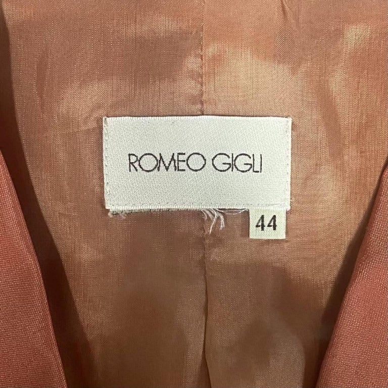 90s Romeo Gigli Vintage iridescent orange silk single-breasted jacket ...
