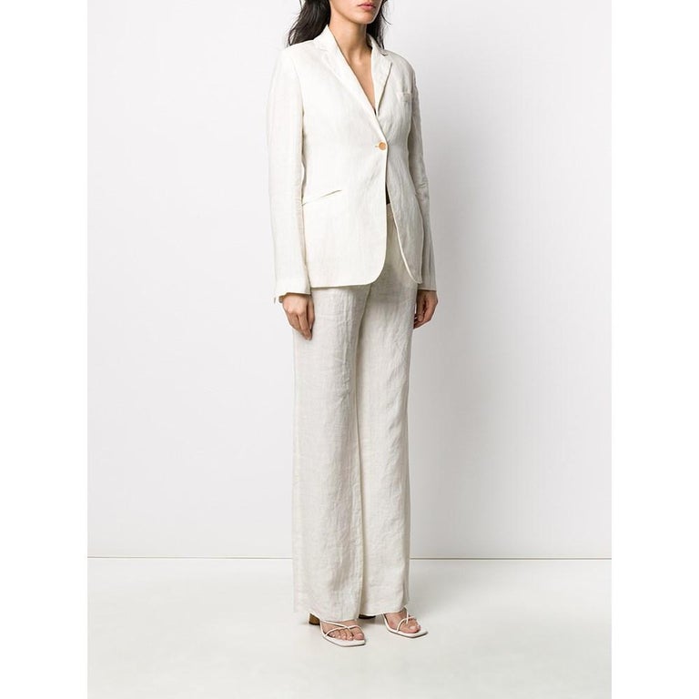 90s Romeo Gigli Vintage ivory linen jacket and trousers suit For Sale ...