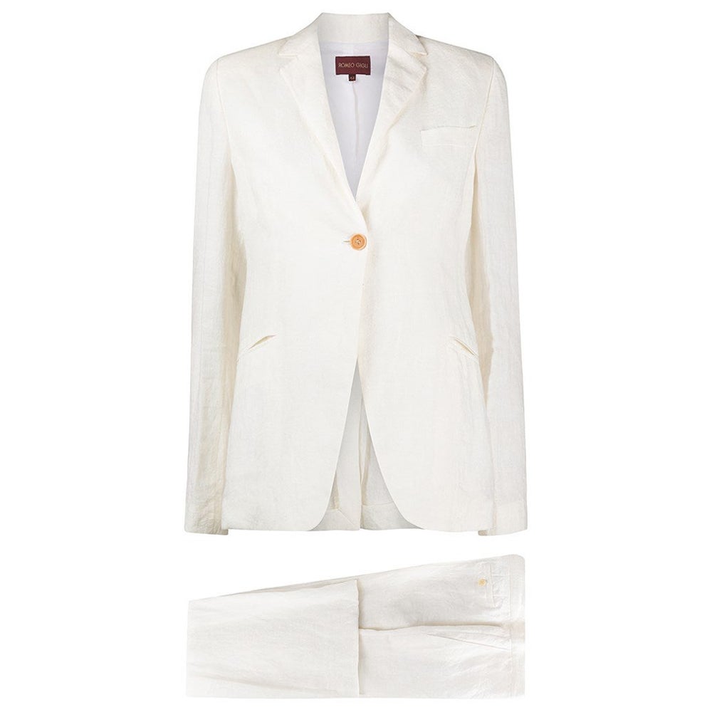 90s Romeo Gigli Vintage ivory linen jacket and trousers suit For Sale ...