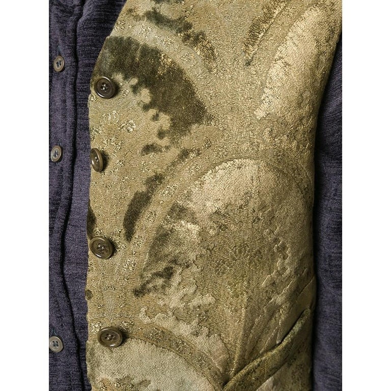 90s Romeo Gigli Vintage military green damasked vest For Sale at 1stDibs