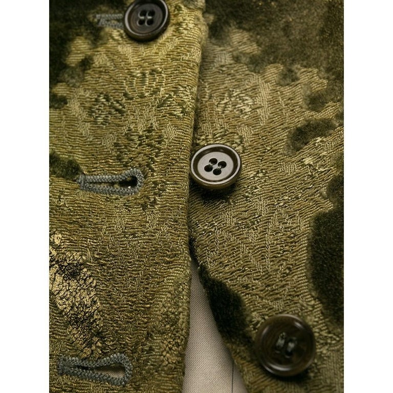 90s Romeo Gigli Vintage military green damasked vest For Sale at 1stDibs