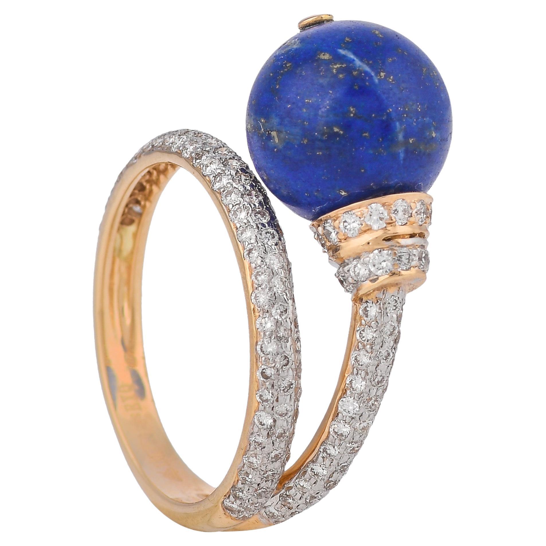 Lapis Lazuli Enamel Gold Ring at 1stDibs