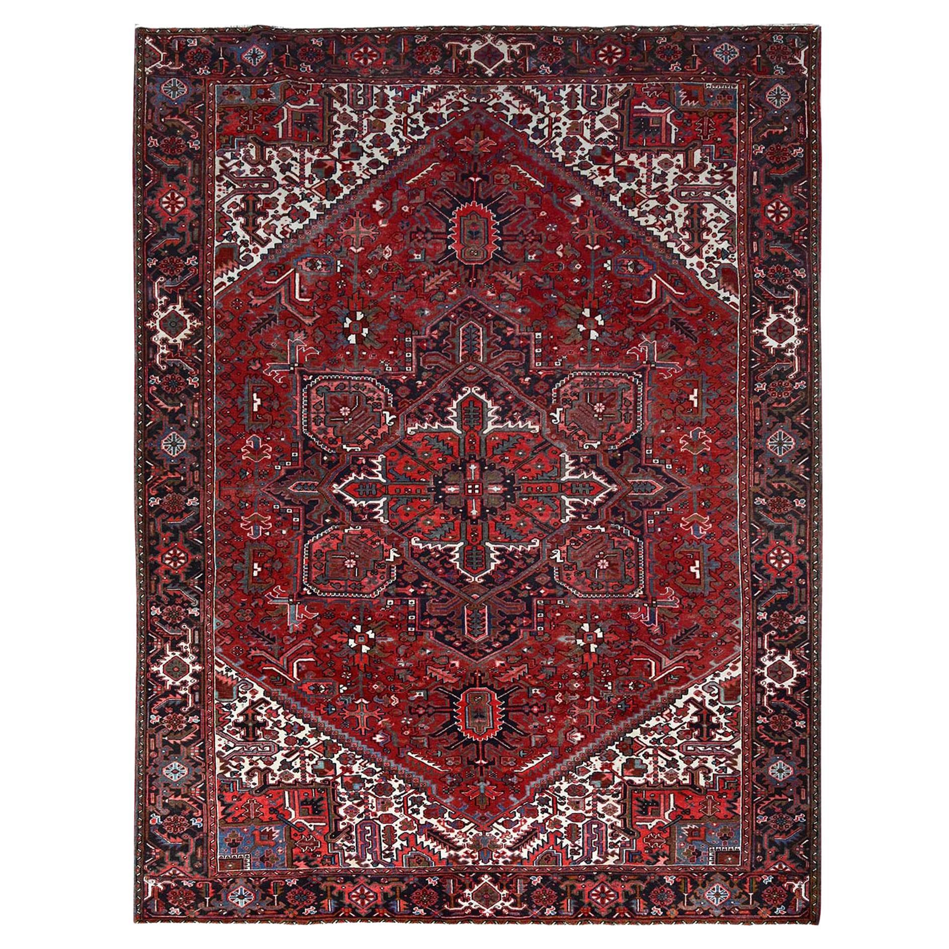 8'7'x11'1" Cherry Red Vibrant Wool Tribal Village Nomad Art Vintage ...