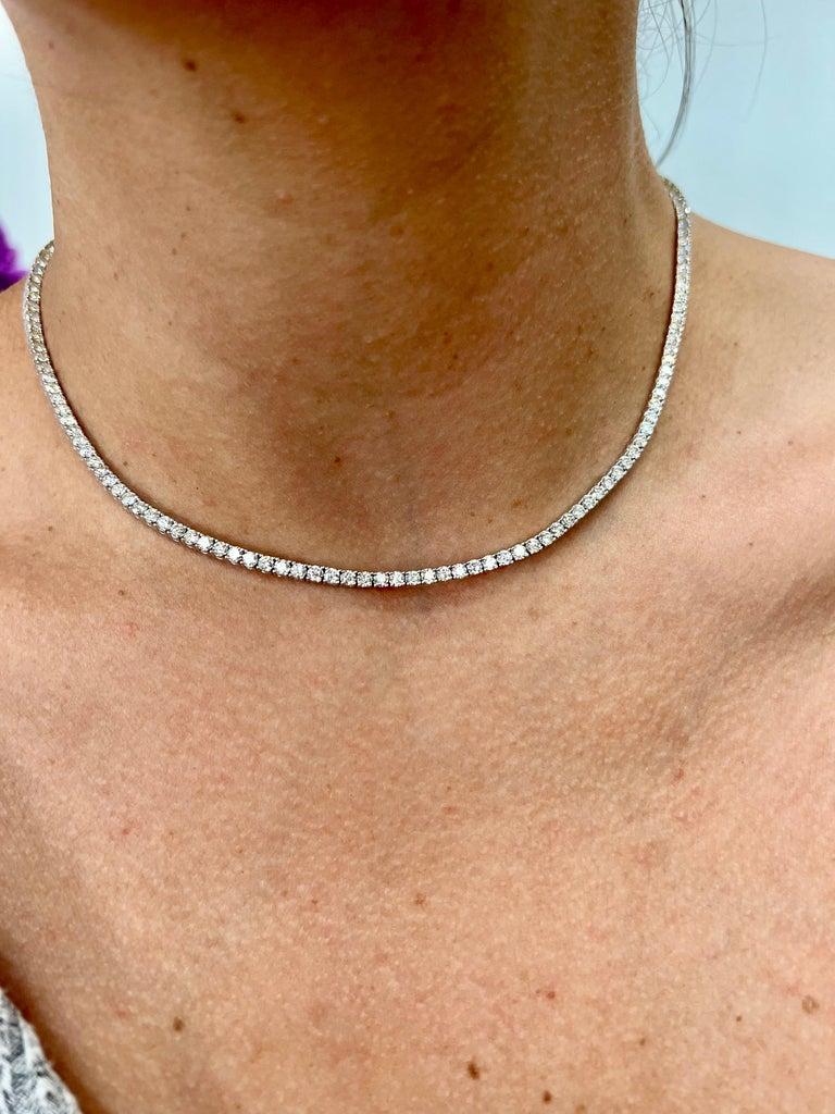 9.23 Carat Classic Diamond Tennis Necklace in 14k White Gold by Gem ...