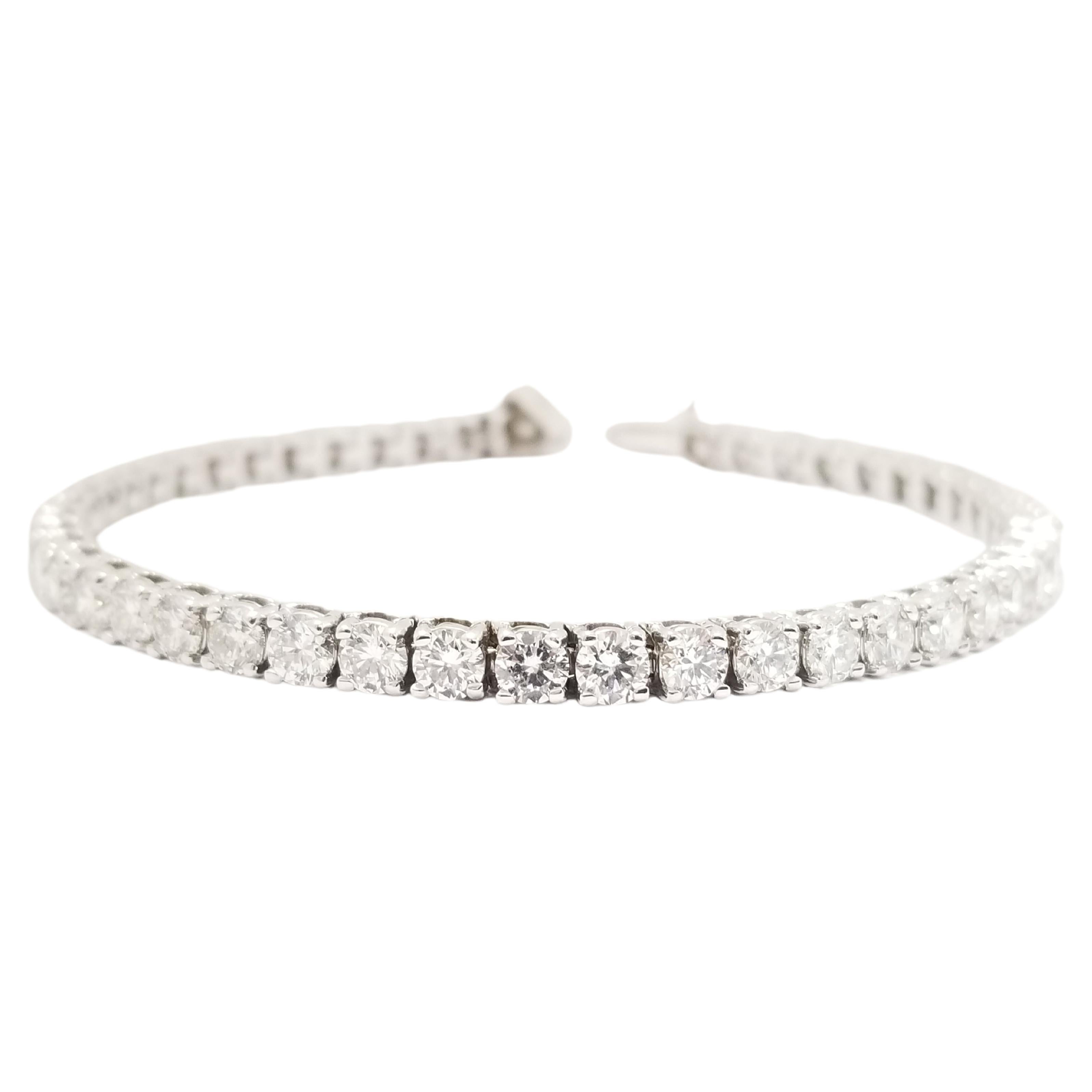 4 80 Carat Round Brilliant Natural Diamond Tennis Bracelet 14 Karat