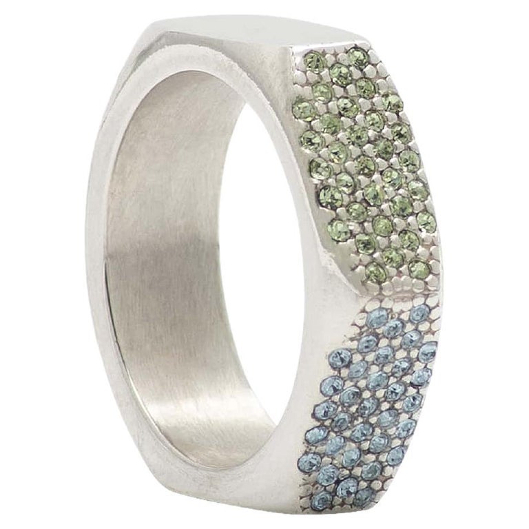 Customizable 925 Silver Ring with Small Colorful Zirconia Stones on ...