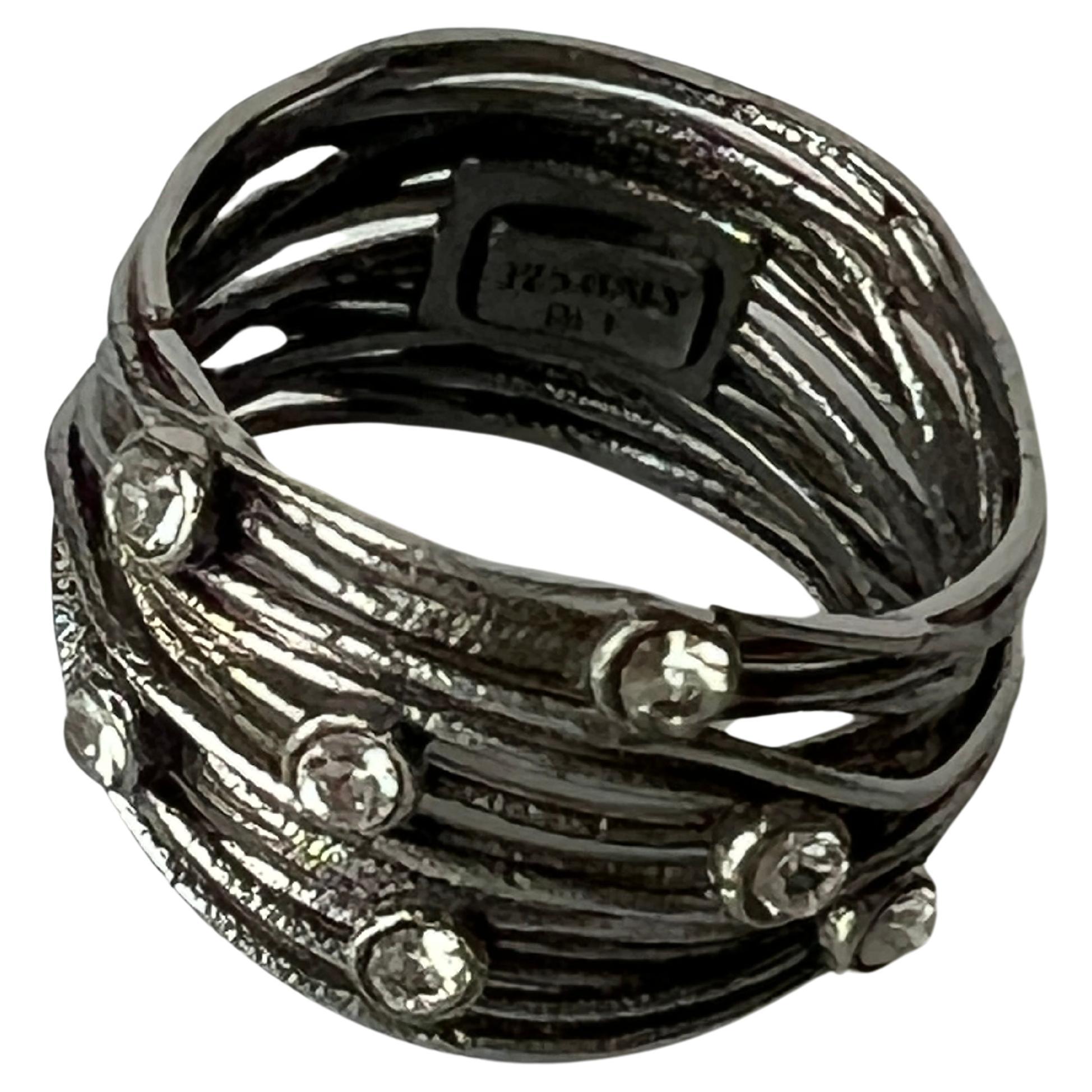 925 Sterling Silver Square Holes Ring Size 5.5 For Sale at 1stDibs