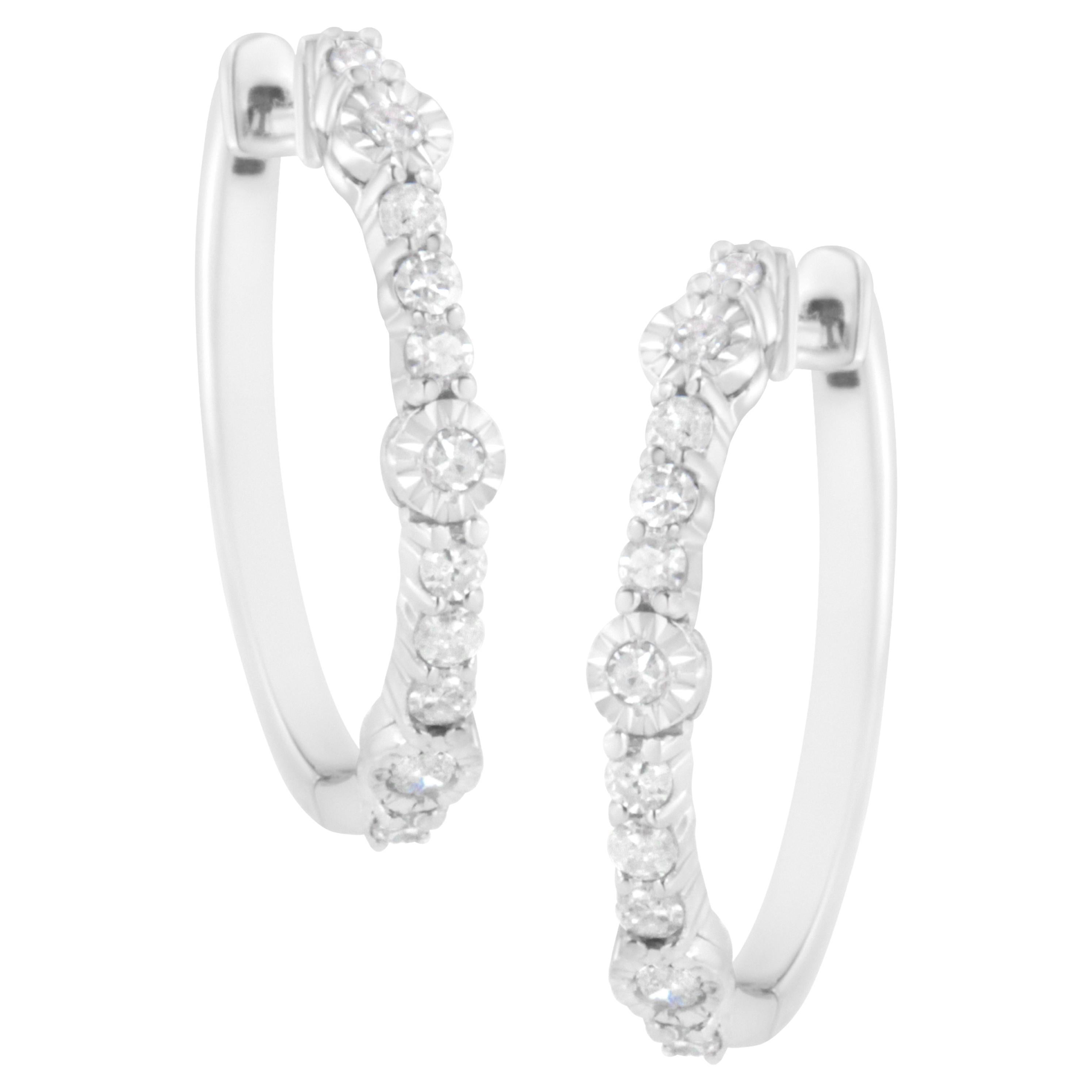 .925 Sterling Silver Blossom Half-Moon Hoop For Sale at 1stDibs