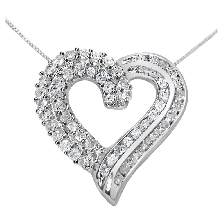 925 Sterlingsilber 1,0 Karat Diamant-Halskette mit durchbrochenem Band ...