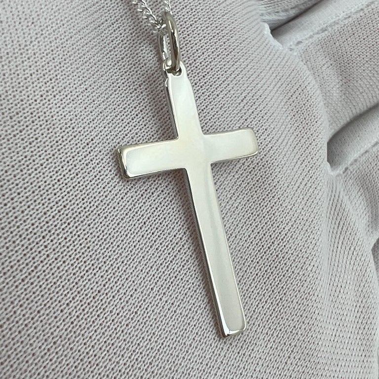 925 Sterling Silver Cross Pendant Curb Chain Pendant Necklace For Sale ...