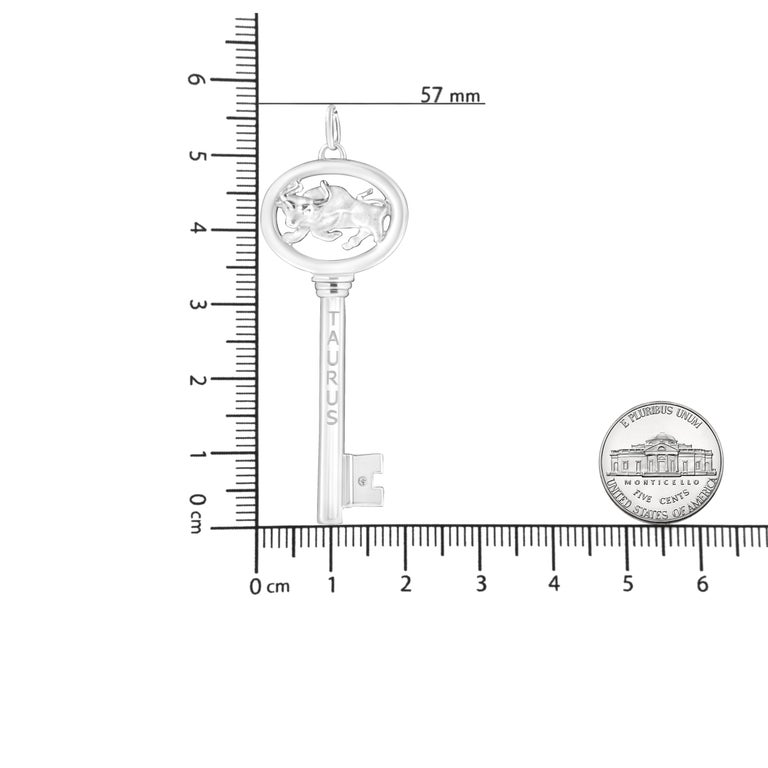 .925 Sterling Silver Diamond Accent Taurus Zodiac Key Pendant Necklace ...