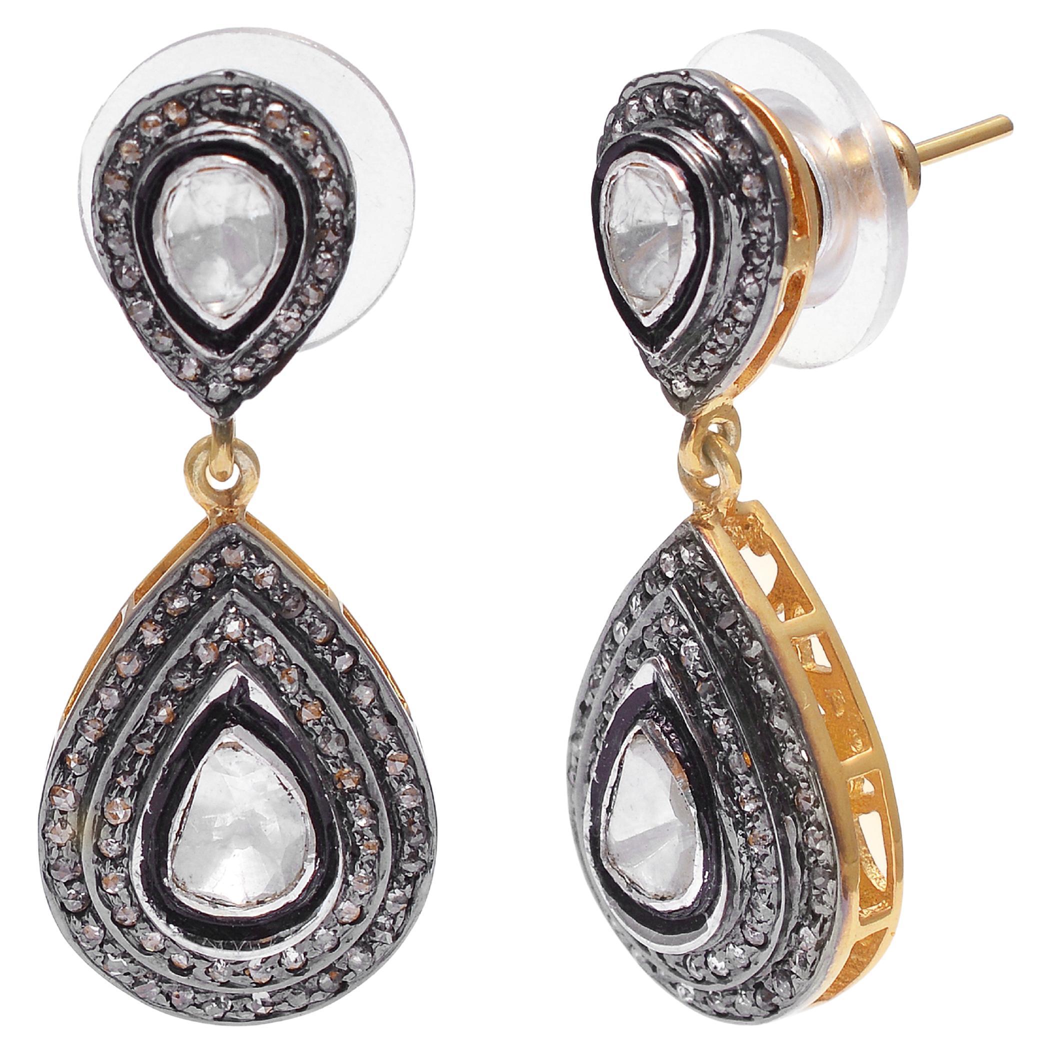 925 Sterling Silver 2.71cts Diamond Earring For Sale at 1stDibs