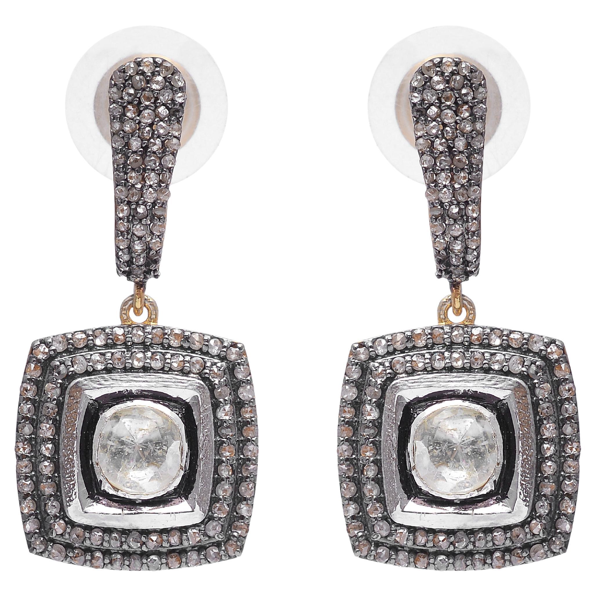 925 Sterling Silver 2.71cts Diamond Earring For Sale at 1stDibs