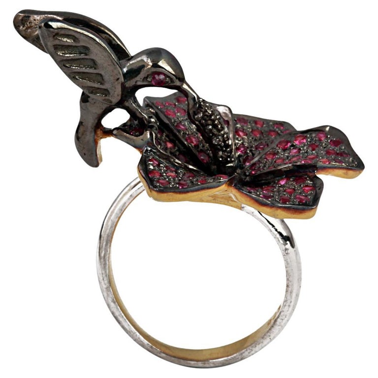 Customizable 925 Sterling Silver 0.15cts Diamond bird cocktail Ring For ...