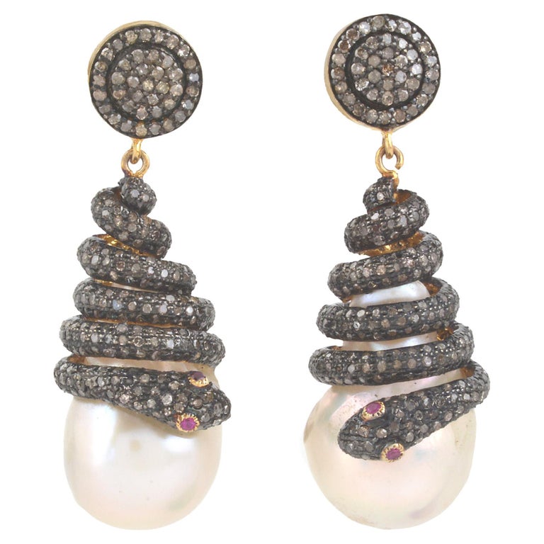 925 Sterling Silver 3.50cts Diamond and 0.04cts Ruby and 57.12cts Pearl ...