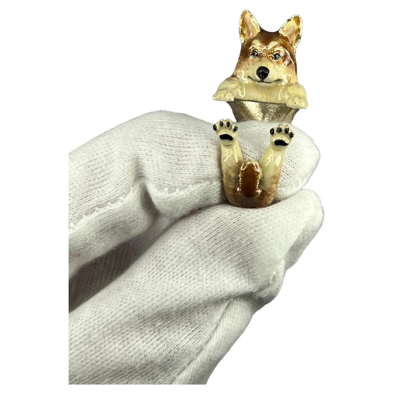 925 Sterling Silver Dog Puppy Animal Nature Cute Brown Corgie Statement ...