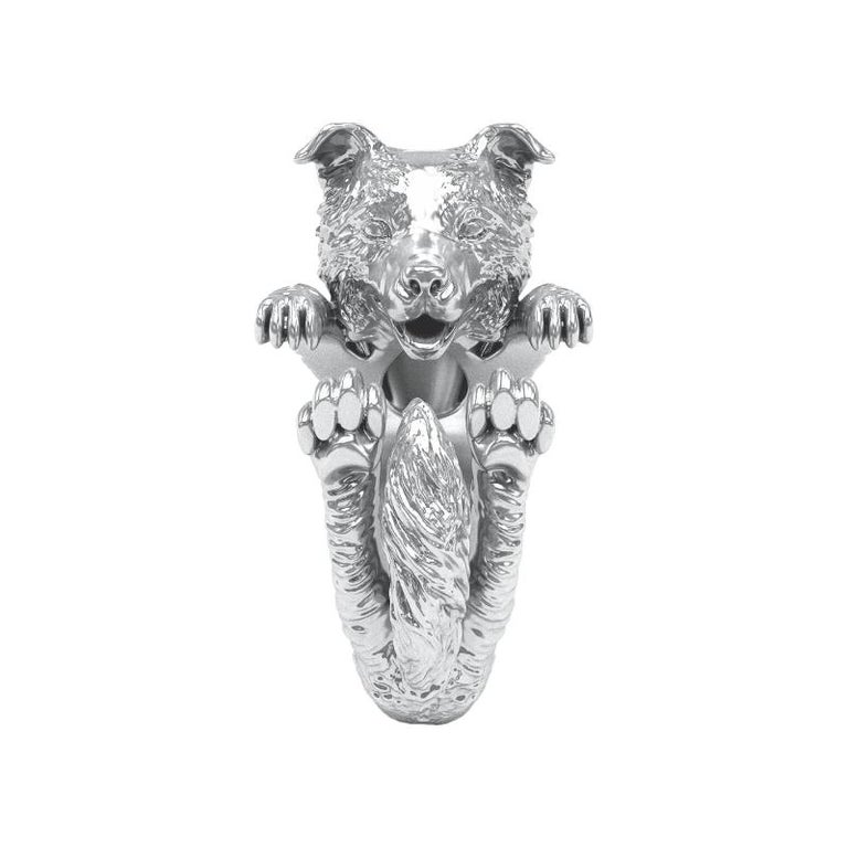 925 Sterling Silver Dog Puppy Animal Nature Cute Collie Statement Hug ...