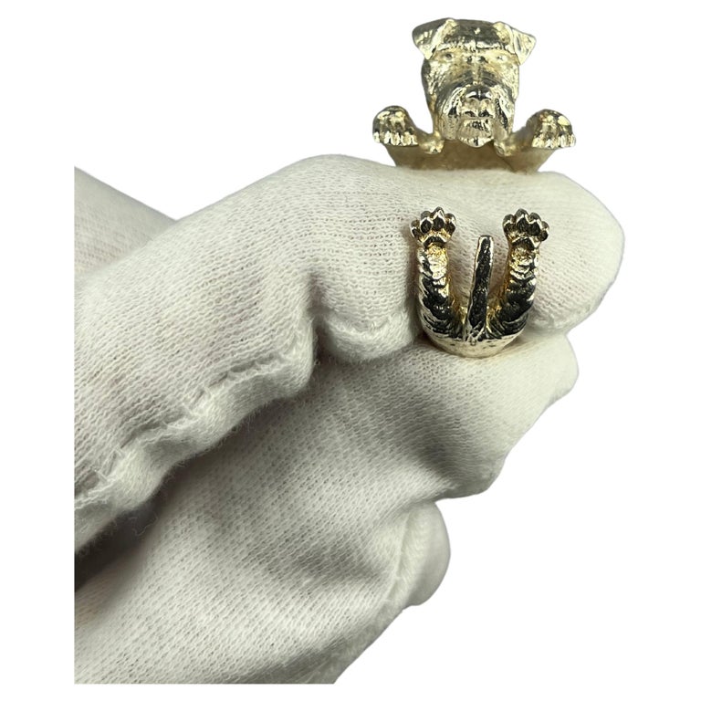 925 Sterling Silver Dog Puppy Animal Nature Cute Schnauzer Statement ...
