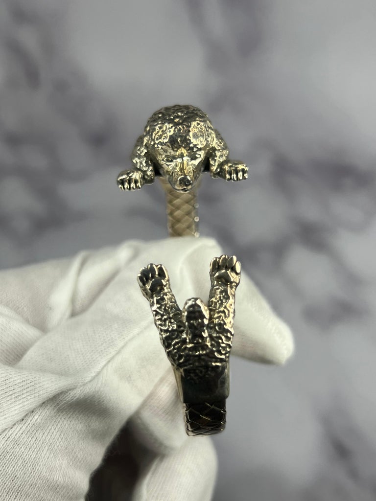 925 Sterling Silver Dog Puppy Animal Nature Hug Poodle Statement ...