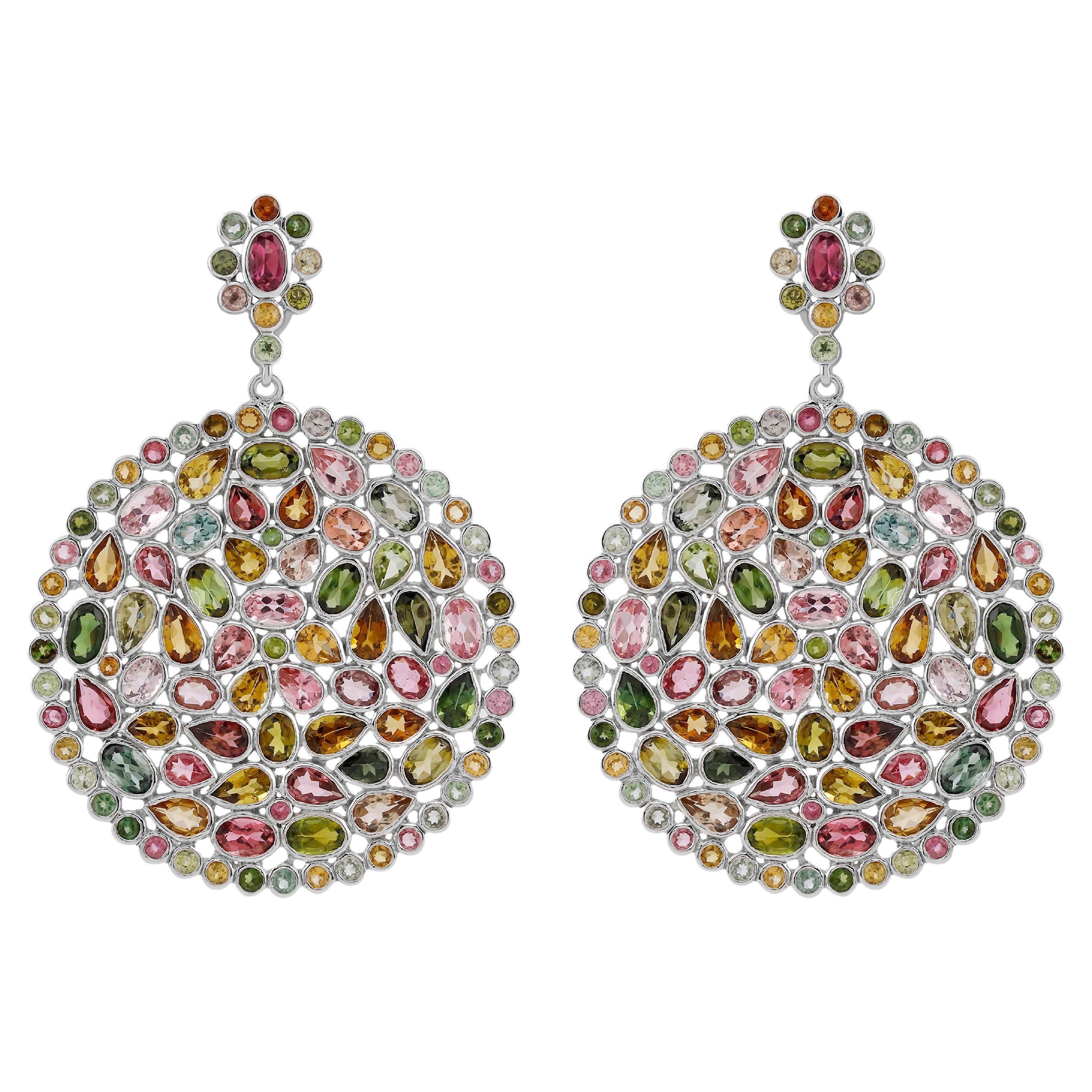 Multicolor Tourmaline Earring with Diamonds at 1stDibs