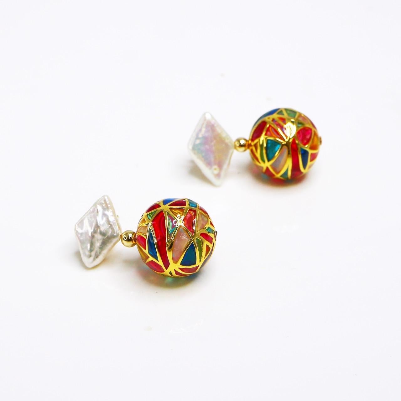 *NRP* 925 Sterling Silver Hot Air Balloon Enamel Antique Stud Earrings For Sale at 1stDibs