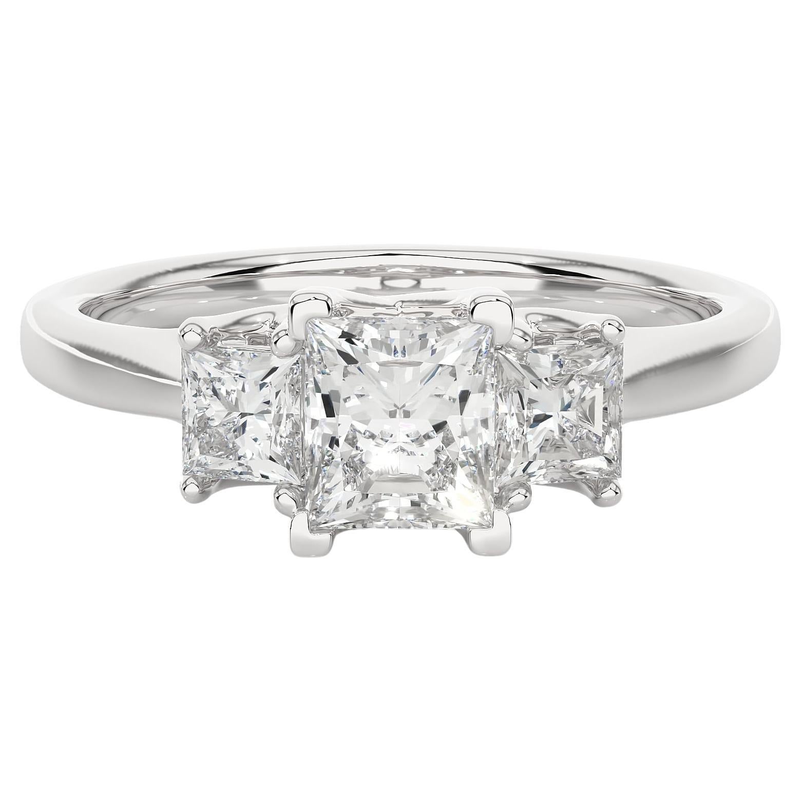 Cushion Cut Three Stone Moissanite Ring 925 Sterling Silver Engagement Ring Gift For Sale at 1stDibs