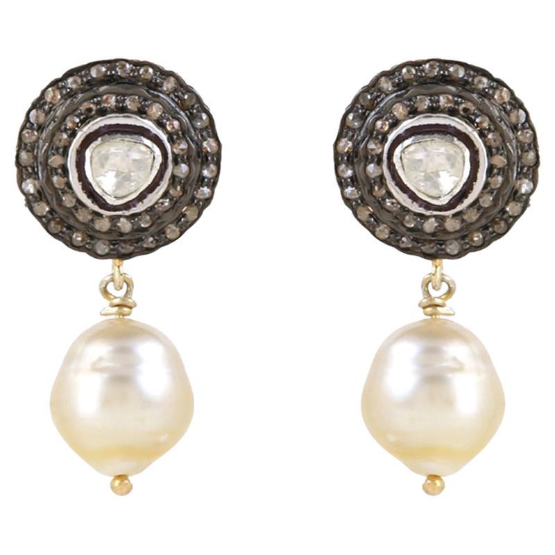 925 Sterling Silver PUSH BACK Earrings with 10.75 carat PEARL For Sale ...