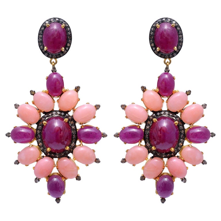 925 Sterling Silver Push Back Earrings with 25.15 Carat Ruby For Sale ...